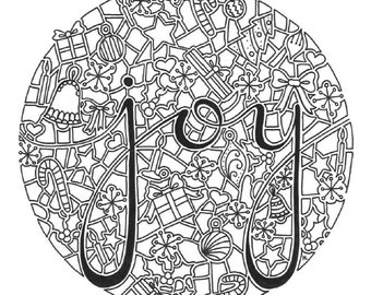 Joy coloring page | Etsy