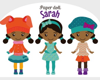 INSTANT DOWNLOAD Printable Paper Doll African American Girl