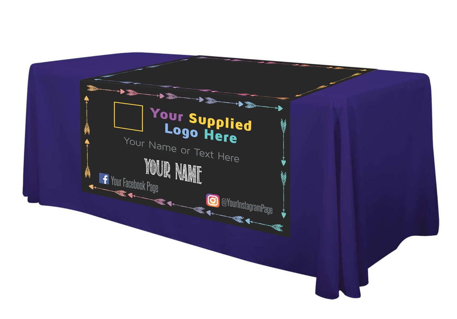 Full Color Table Runner with Your Logo in a Arrow Style