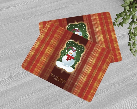 Items similar to Snowman Placemat, Personalized Christmas Placemat, Set ...