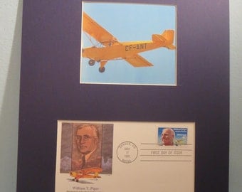 Piper Cub Floatplane / Seaplane vintage airplane watercolor