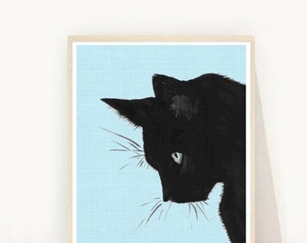 Dancing Cat Print fine art print black cat print