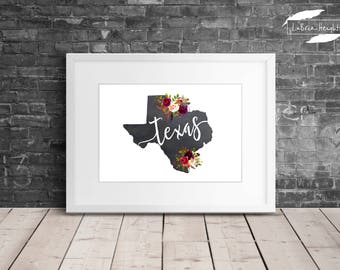 Texas watercolor | Etsy