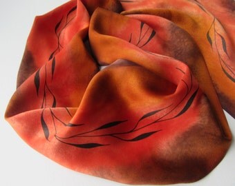 Orange silk scarf | Etsy