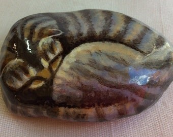 Painted rock cat | Etsy