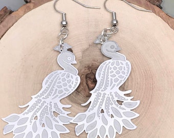 Peacock earrings | Etsy