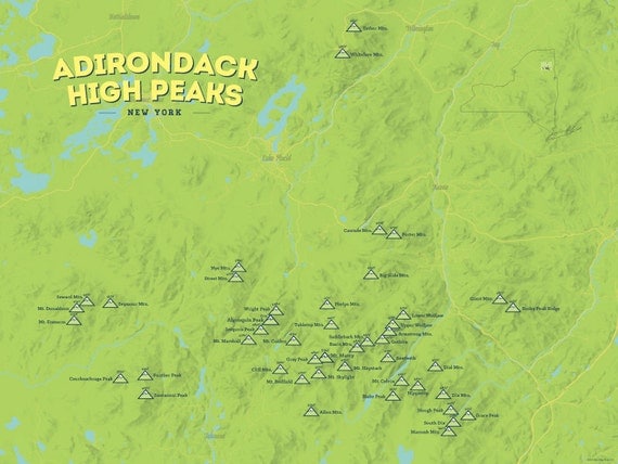 Adirondack High Peaks Map 18x24 Poster
