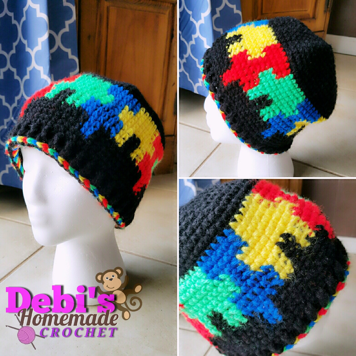 Autism Awareness Puzzle Piece Beanie Made To Order Crochet