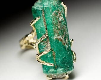 Emerald gold ring | Etsy