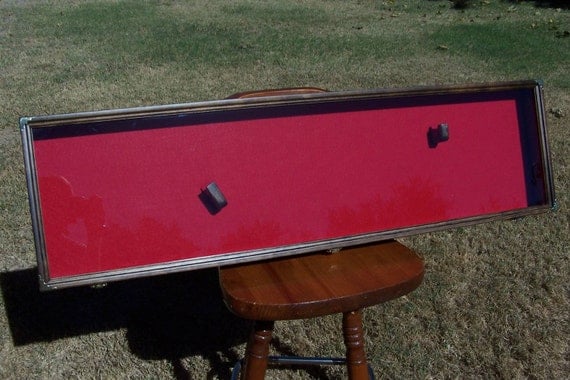 RIFLE DISPLAY CASE 44X12X3 wall mounted dark walnut stain