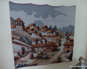 Items similar to Antique Square Pillow, Square Tapestry, Square Rug ...