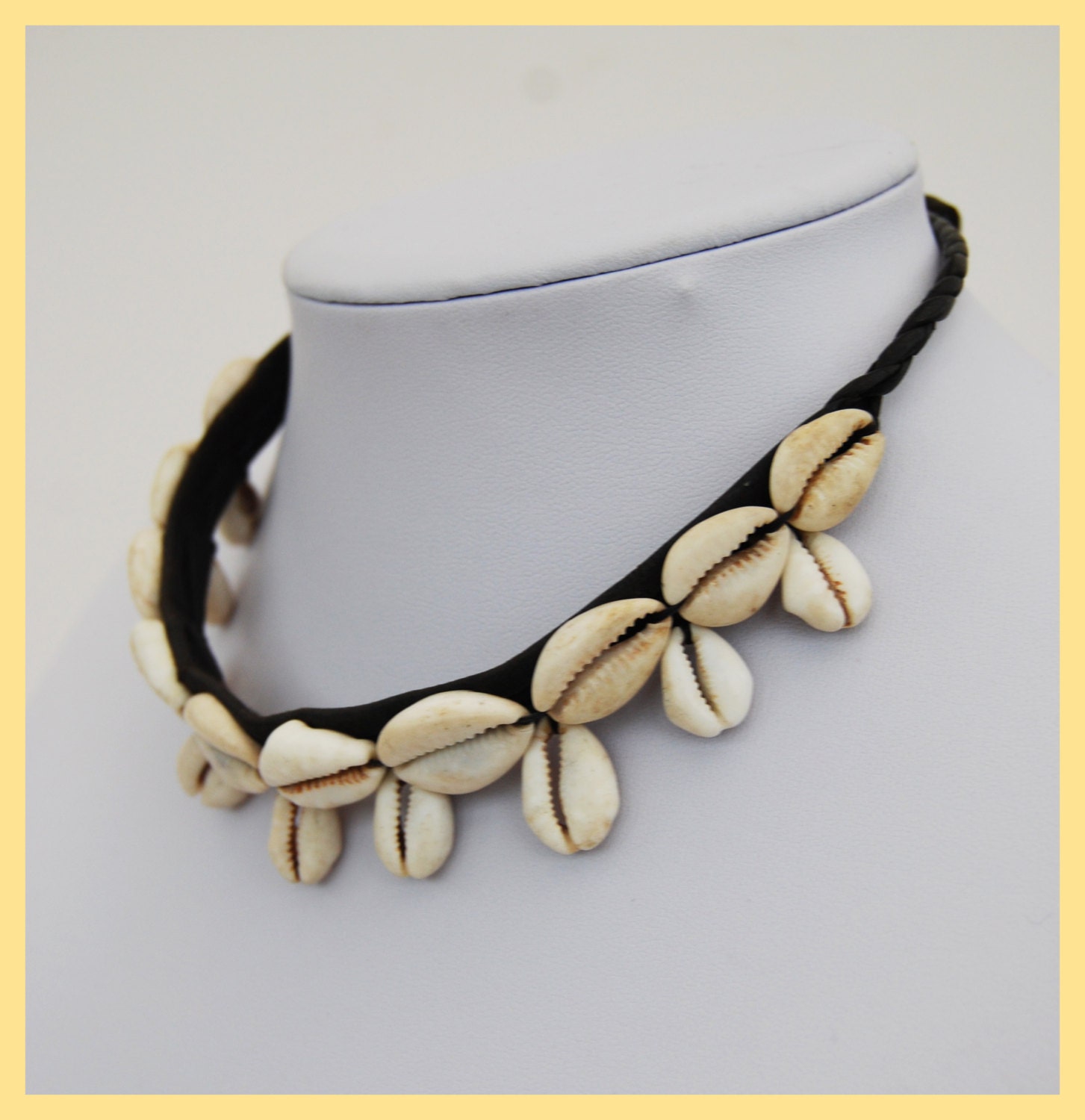 Cowry Shell Choker African Shell Necklace With Leather From