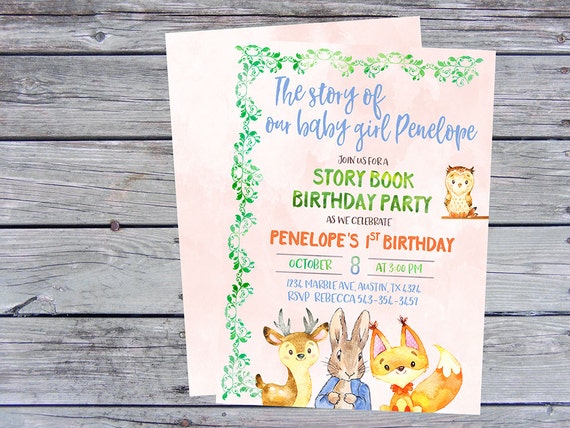 Storybook Birthday Invitations for girl Once by GypsySoulArtStudio