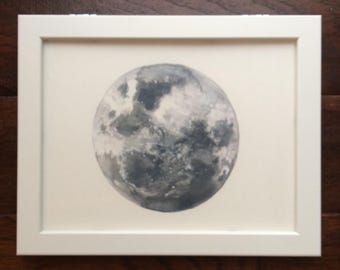 Moon Painting Miniature Painting Tiny Moon Watercolour