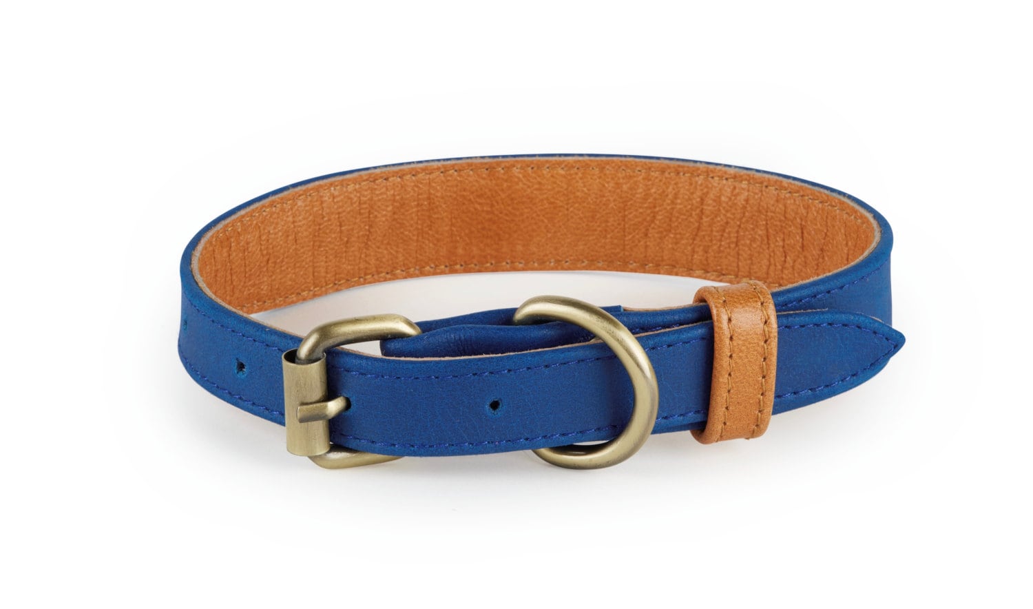 Beaufort Blue Leather Dog Collar
