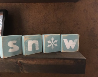 Wood block snowman | Etsy