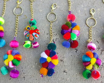 Pompom keychain | Etsy