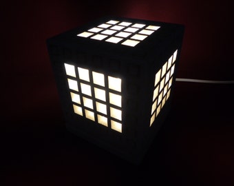 Unusual Wooden Table Lamp Square Cube Molecular Molecule Desk