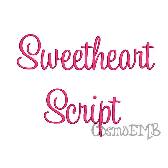 5 Size Sweetheart Script Font Embroidery Design Machine