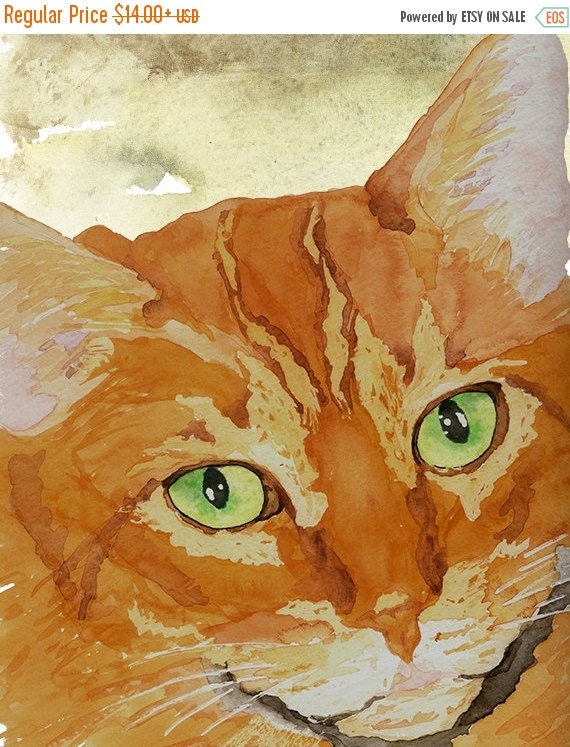 ON SALE SAVE 15% Orange Tabby Cat Print from by wrensroost on Etsy