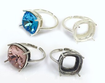 Square crystal ring | Etsy