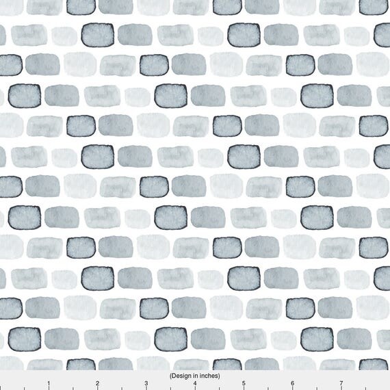 Gray Geometric Fabric Gray Grey Block Stone Watercolor Wall
