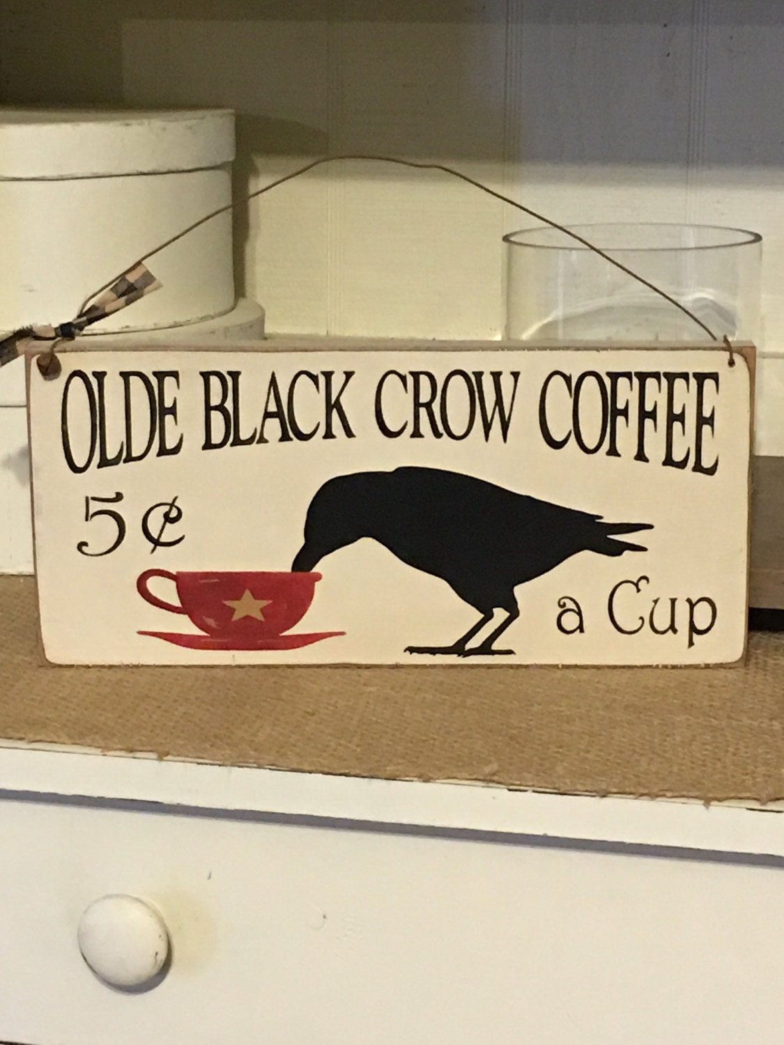 Primitive DecorPrimitive Crow SignCoffee SignFarmhouse