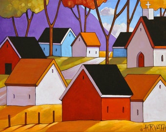 Cathy Horvath Paintings Prints Folk Art by SoloWorkStudio on Etsy