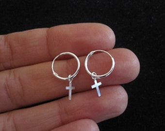 Cross hoop earrings | Etsy
