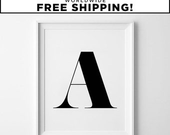 Black white alphabet | Etsy