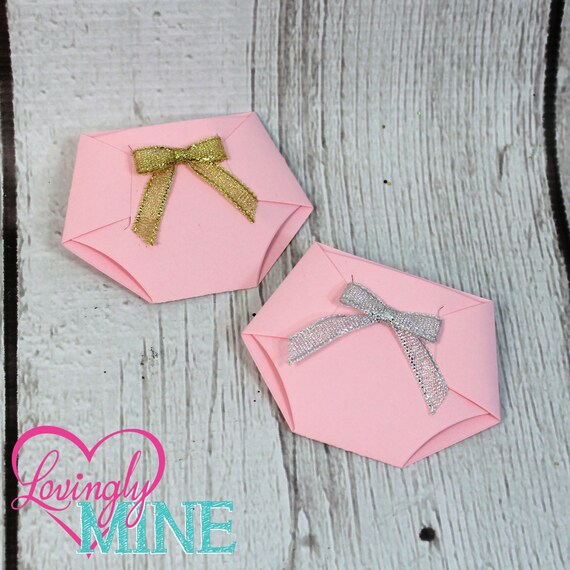 Dirty Diaper Game Baby Pink Diaper Pins Gold or Silver Bows