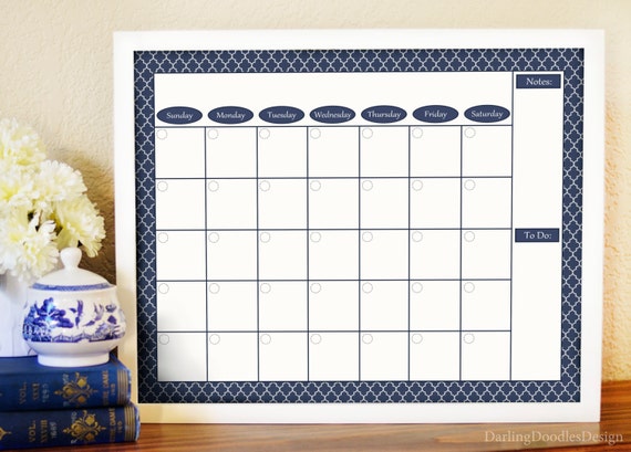Navy Calendar Printable Calendar Monthly Wall Calendar