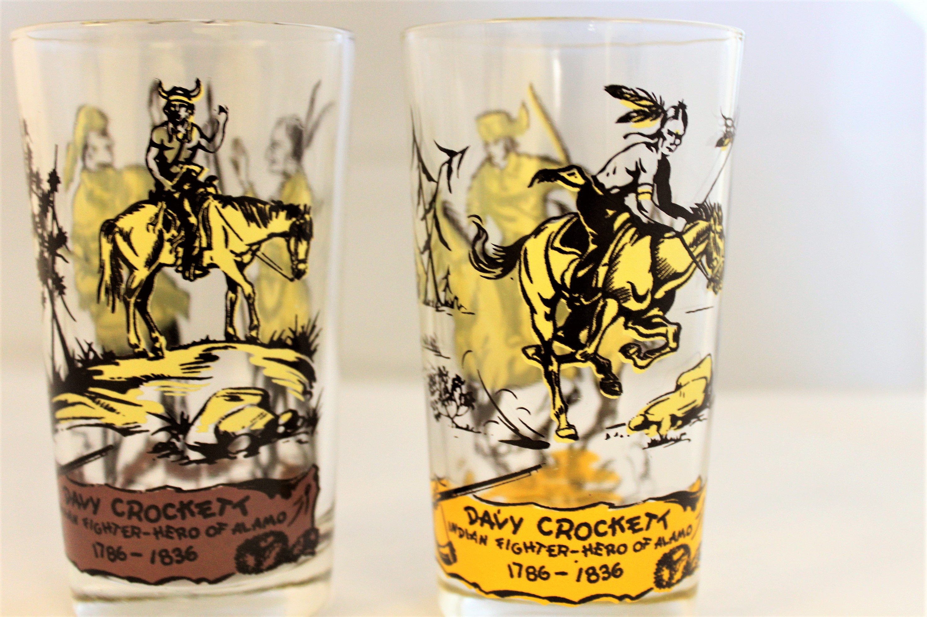 Vintage set of 1950s Davy Crockett Drinking Glasses