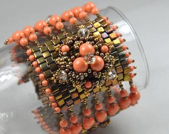 Circular Brick Stitch Earring Tutorial PDF Pattern INSTANT