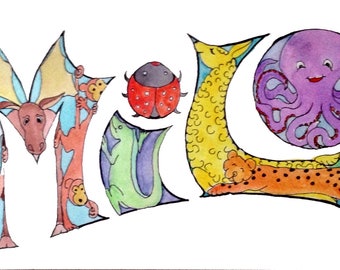 Illustrated words | Etsy