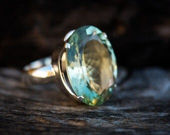 Prasiolite ring | Etsy
