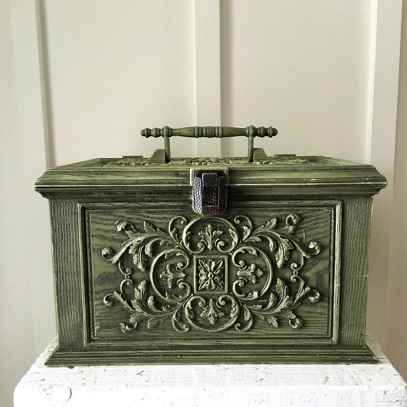 Vintage Green Max Klein Sewing Box Boho Sewing Box Boho