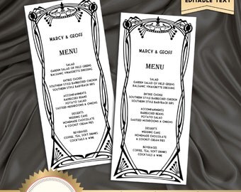 Art deco menu | Etsy