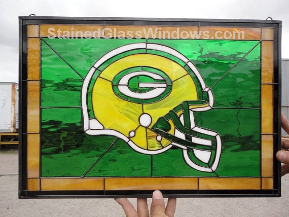 Go Green Bay Packers Custom Stained Glass Window Panel We