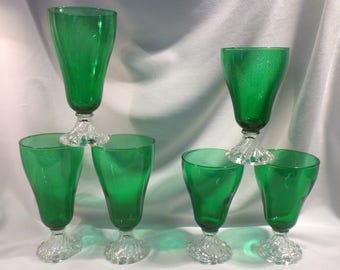 Green water goblets | Etsy