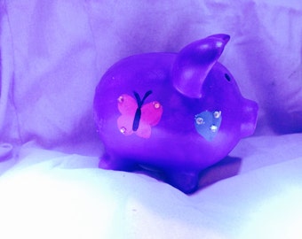 Purple piggy bank | Etsy