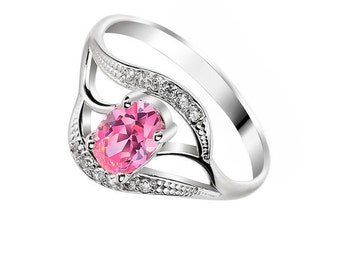 Pink cz ring | Etsy