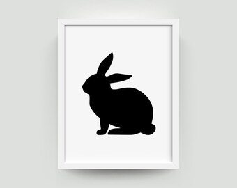 White rabbit print | Etsy