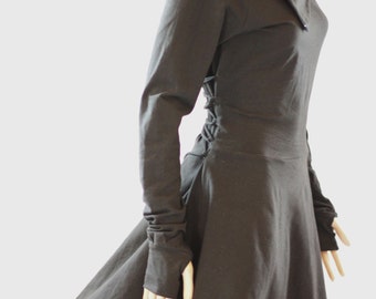 Cowl Neck Hooded dress//Women dress//Women shirt dress// Long