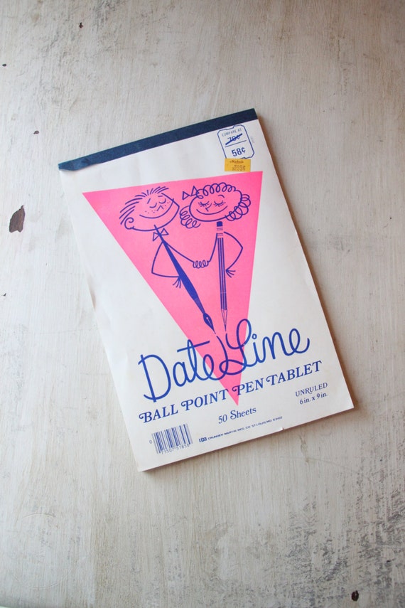 Date Line Notepad Ball Point Pen Tablet Unruled 50 Sheets