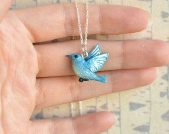 Blue bird necklace | Etsy