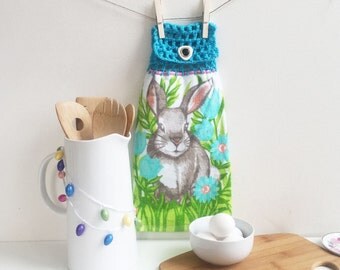Bunny kitchen towel | Etsy