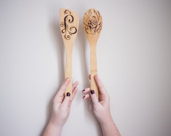 Wood burned spoons | Etsy