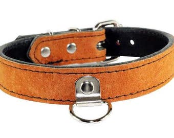 Brown leather collar | Etsy