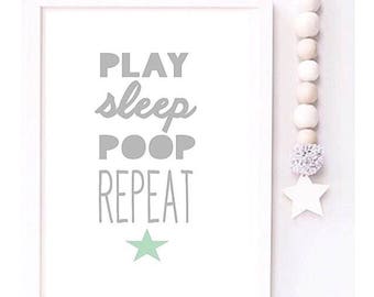 Eat. Play. Sleep. Repeat / Baby Poster / Nursery Decor / 8x10